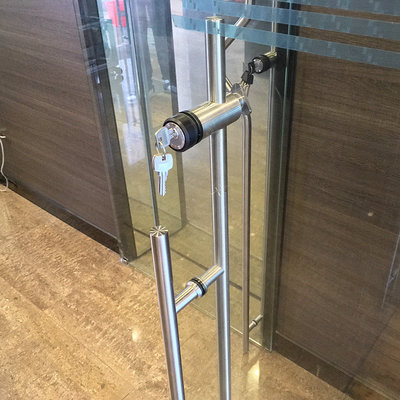 Stainless Steel 35mm/38mm Pipe Glass Sliding Pull Door Handle Lock Jardware Fittings