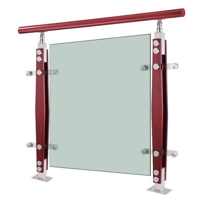 Wooden Stainless Steel Glass Balcony Post 850mm 1050mm Glass Clamp for 8-12mm