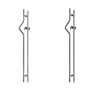 35mm/38mm Stainless Steel Pipe Glass Pull Door Handle Lock with floor lock customized length