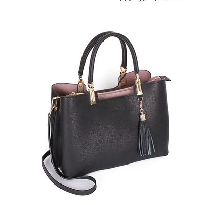 2018 chinese original manufacturer fashion black first layer cow leather lady handbag leather tassel handbag