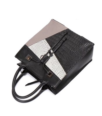 2018 chinese original manufacturer fashion high quality first layer cow leather lady contrast handbag