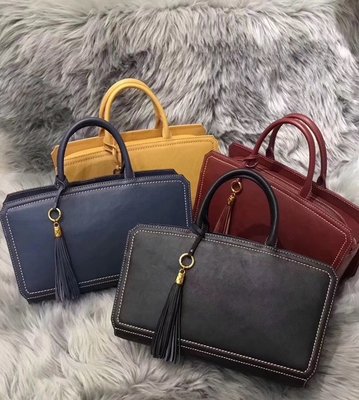 2018 newest design original manufacturer lady tassel leather handbag