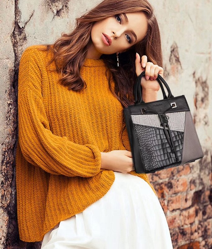 2018 chinese original manufacturer fashion high quality first layer cow leather lady contrast handbag