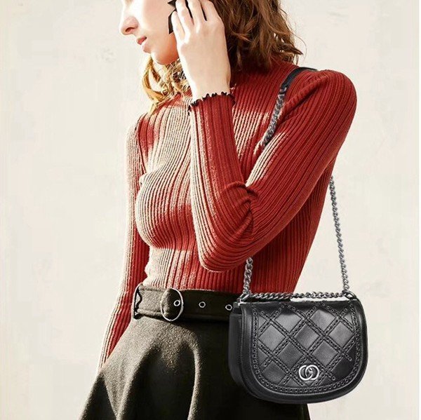 2018 fashion designed original manufacturer top layer leather lady chain bag