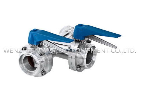 Low Pressure Sanitary Three Way Butterfly Valve With Thread End , HS code 8481804090