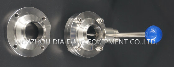 Sanitary Manual Butterfly Valves AISI 304 Welded End With 4 Position Handle