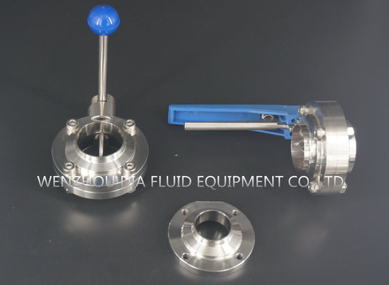 Sanitary Manual Butterfly Valves AISI 304 Welded End With 4 Position Handle