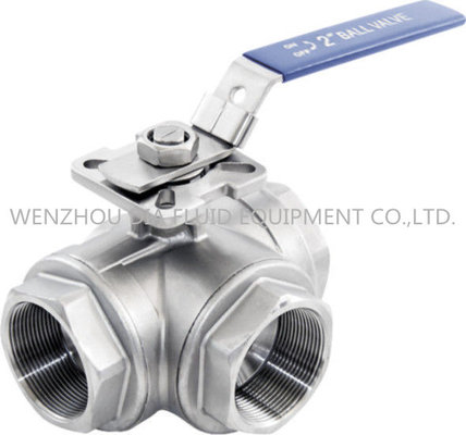 316 CF8M 3 Way Sanitary Ball Valve With Casting Body , 1-1 / 2" Inch Ball Valve