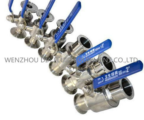 DN25 Sanitary Ball Valve 1 Inch With Clamped End , PTFE Seal Floating Ball Valves