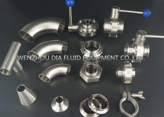 AISI 304 Stainless Steel Sanitary Fittings Pipe Tee / Elbow / Clamp / Union