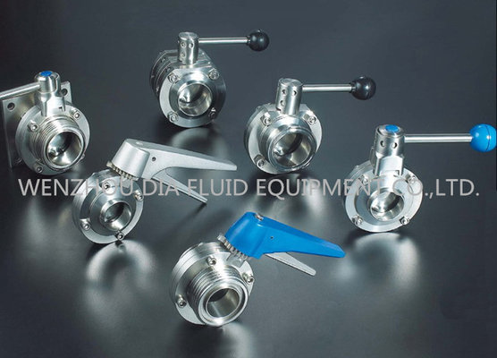 Sanitary SS 3/4 Inch  - 6 Inch Butterfly Valve For Biopharm With Pneumatic Actuator