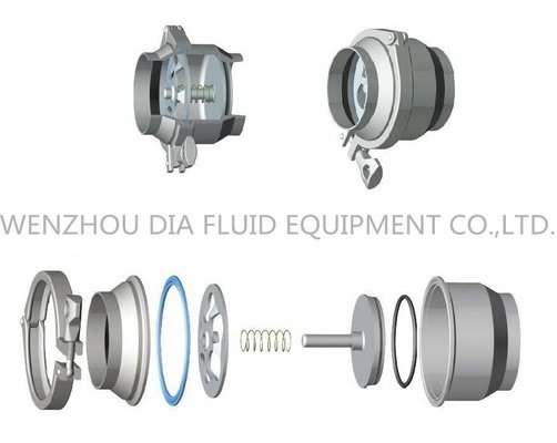 Medium Temperature Sanitary Spring Disc Check Valves AISI 304 & AISI 316L
