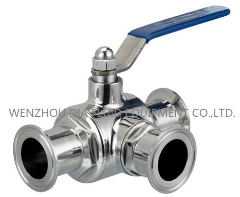 Sanitary Three Way Ball Valve With Mount Plate For Food And Chemical Industry