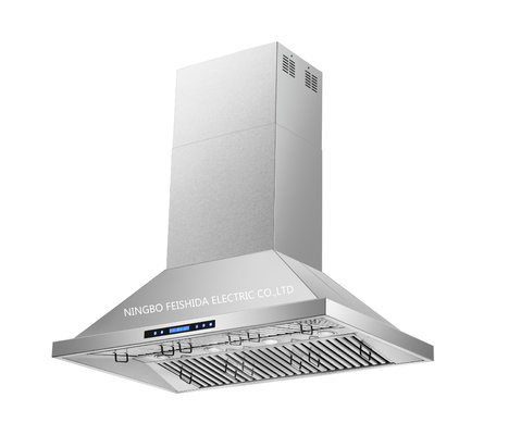 6" etl 860 cfm Island range hood wall mounted with dimmable lights