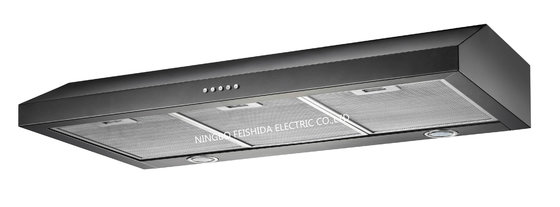 Black ultra-thin range hood under cabinet square gas stove