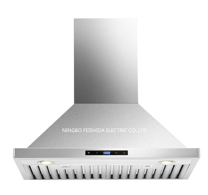 30 inch Stainless steel wall mount baffle filter LCD switch chimney hood certificated with 860cfm motor