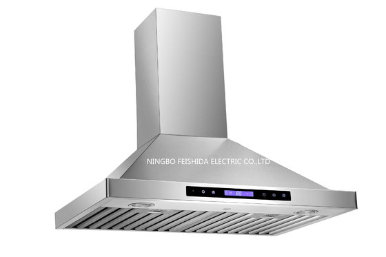 6" etl 860cfm professional electronic control powerful gas stove  stainless steel baffle filter range hood
