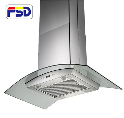 30" 36" 8mm tempered glass electronic switch LED light stainless steel Island Range Hood