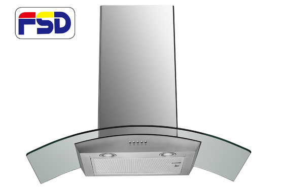 Wall mount European Range Hood 8mm tempered glass mechanical switch