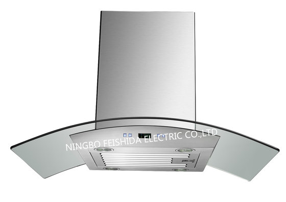 30" 36" 8mm tempered glass electronic switch LED light stainless steel Island Range Hood