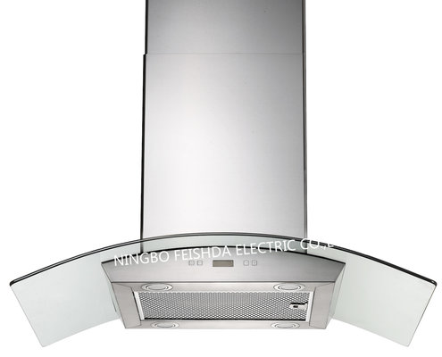 30" 36" 8mm tempered glass electronic switch LED light stainless steel Island Range Hood
