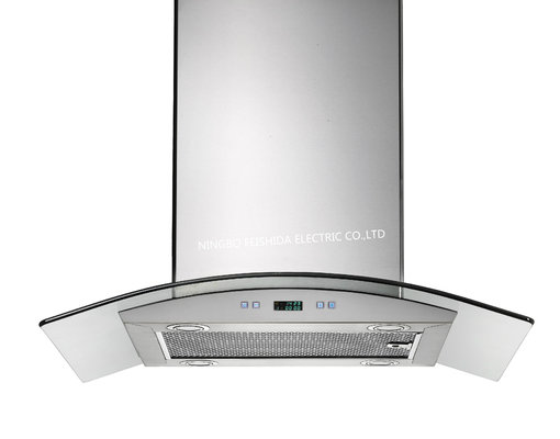 Glass Classic range hood Island mount , Commercial Cooking Hoods touch control