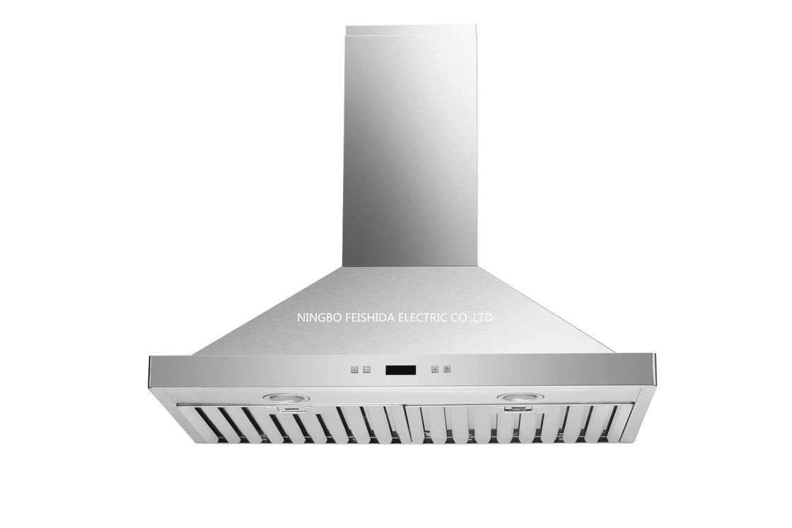 6" etl 860cfm professional electronic control powerful gas stove  stainless steel baffle filter range hood