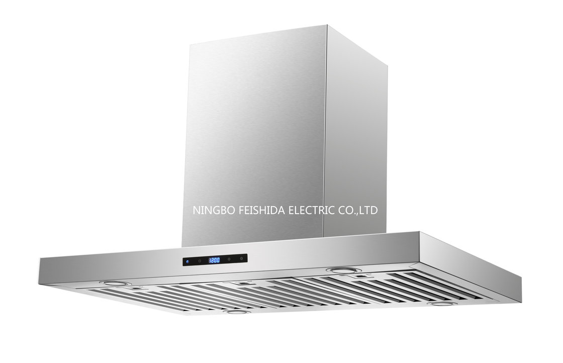 6" etl 900cfm island box powerful gas stove electronic switch stainless steel baffle filter range hood