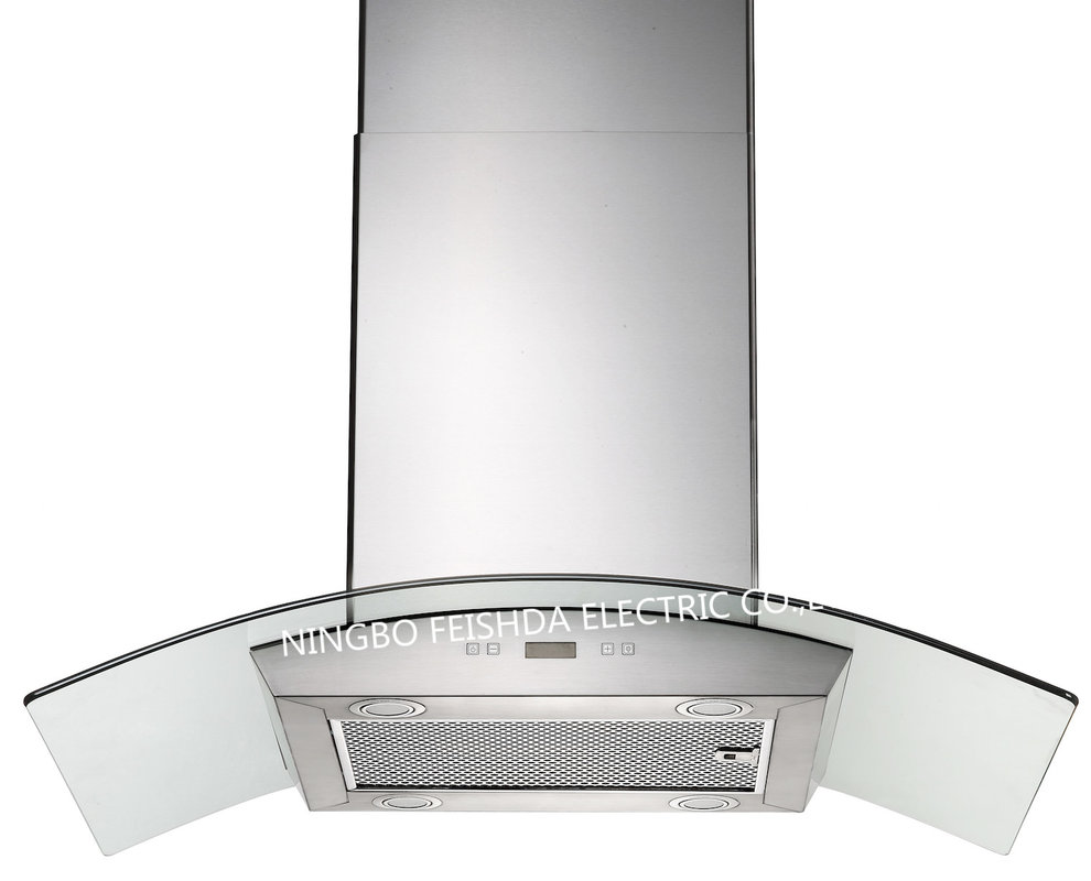 30" 36" 8mm tempered glass electronic switch LED light stainless steel Island Range Hood