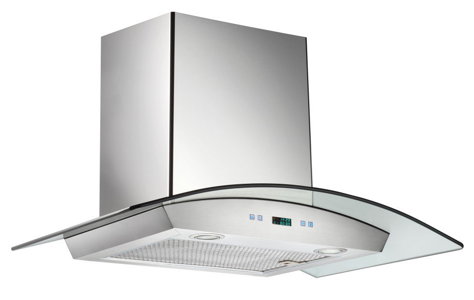 Stainless steel Baffle filter Wall Mount Range Hood for Home / Hotel