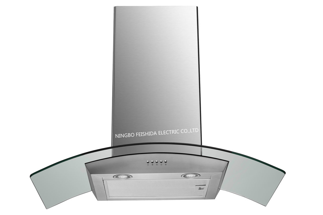 6" ETL Certificated tempered Glass 600cfm aluminum filter wall mount Range Hood Wall Mounted
