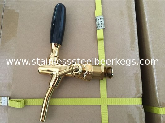 golden beer tap made of brass with stainless steel probe , for beer tower and cooler use