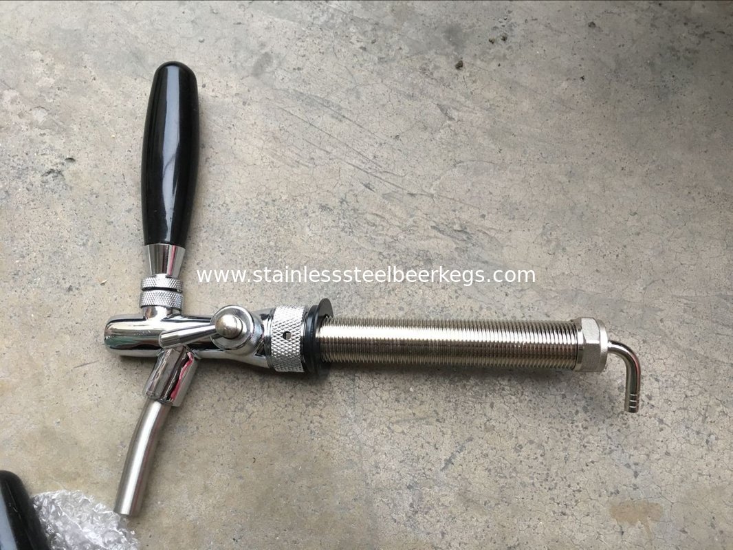 Beer tap faucet with long shank threads used in kegerator keg cooler, bar hotel beer tower