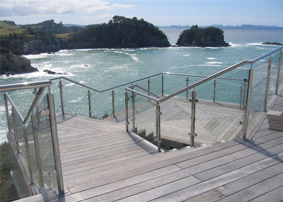 Stainless Steel Handrail Indoor Tempered Glass Railing For Staircase And Balcony