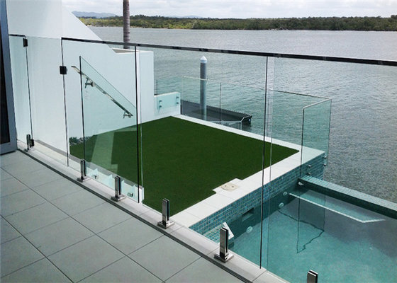 Modern Glass Balustrade System With Top Handrail For Outdoor Balcony