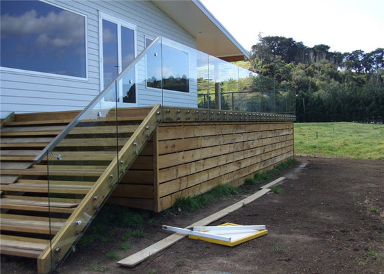 Outdoor Tempered Glass Railing Design Glass Buttom Balustrade For Deck