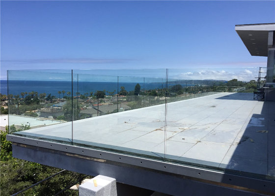 Aluminum Base Shoe Glass Deck Handrail Design For Apartment Glass Railing System