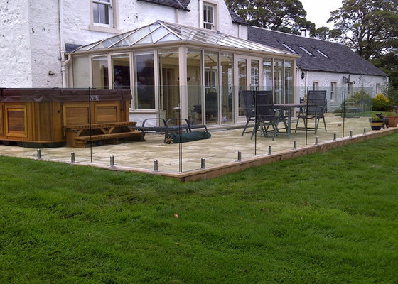 Balcony Glass Balustrade With Stainless Steel Spigots Outdoor
