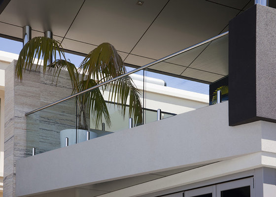 Stainless Steel Handrail Exterior Tempered Glass Balcony Railing