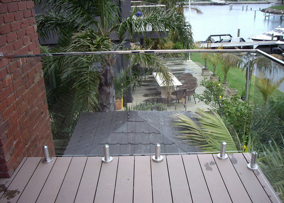 Balcony Glass Balustrade With Stainless Steel Spigots Outdoor