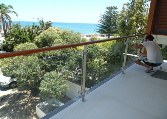 Glass Balustrade System With Top Handrail For Outdoor Balcony