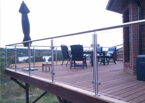 Glass Balustrade with Stainless Steel Post For Terrace Glass Terrace Handrail