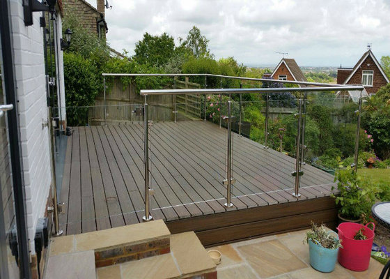 Exterior Stainless Steel Post Tempered Glass Balcony Railing Porch Railing