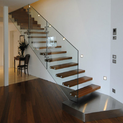 Contemporary Floating Wood Stairs With Invisible Stringer Interior Hanging Staircase Straight Stairway