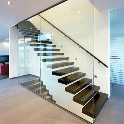 Contemporary Floating Wood Stairs With Invisible Stringer Interior Hanging Staircase Straight Stairway