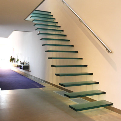 Contemporary Glass Floating Staircase Design Custom Cantilevered Glass Stair Build Hanging Stairs