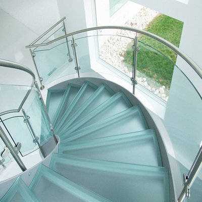 Modern Curved Glass Staircase With Stainless Steel Handrail DIY Staircase Design