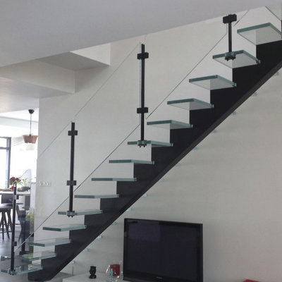 New design modern glass stairs /glass railing staircase / build wood floating staircase