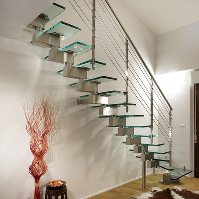 New design modern glass stairs /glass railing staircase / build wood floating staircase
