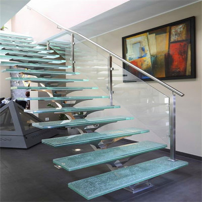 New design modern glass stairs /glass railing staircase / build wood floating staircase